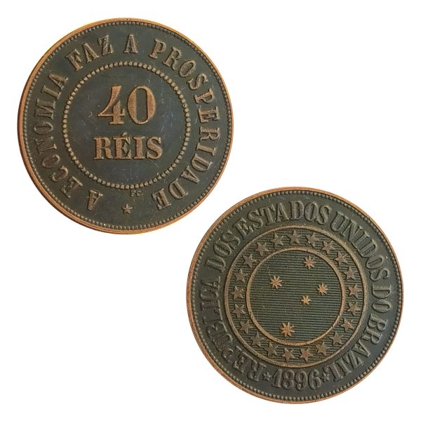 Moeda 40 Réis 1896 – 30,4mm – Cópia - Numismática Coan